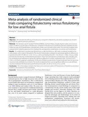 meta analysis of randomized clinical trials comparing fistulectomy ...