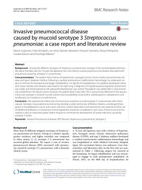 invasive pneumococcal disease caused by mucoid serotype 3 streptococcus ...