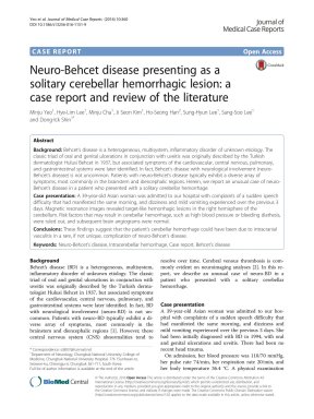 neuro behcet disease presenting as a solitary cerebellar hemorrhagic ...
