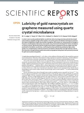 lubricity of gold nanocrystals on graphene measured using quartz ...