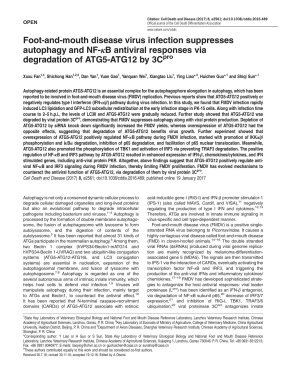 foot and mouth disease virus infection suppresses autophagy and nf kb ...
