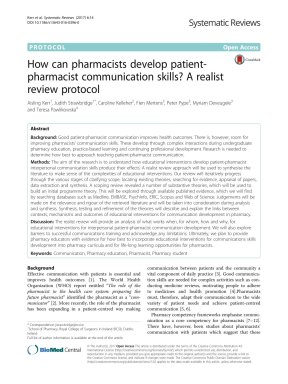 how can pharmacists develop patient pharmacist communication skills a ...