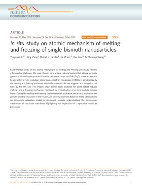 in situ study on atomic mechanism of melting and freezing of single bismuth nanoparticles