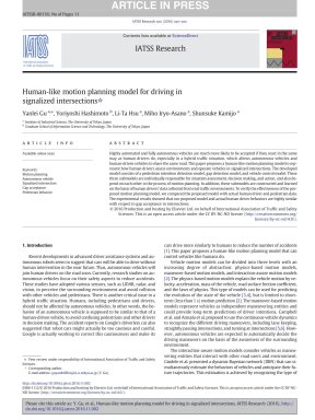 human like motion planning model for driving in signalized intersections