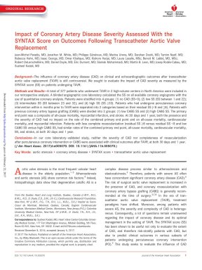 impact of coronary artery disease severity assessed with the syntax ...