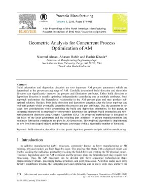 geometric analysis for concurrent process optimization of am