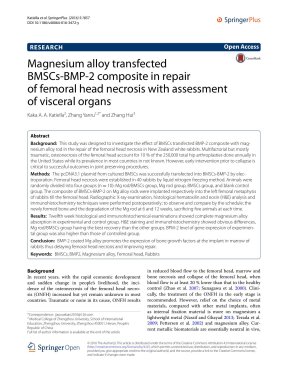 magnesium alloy transfected bmscs bmp 2 composite in repair of femoral ...