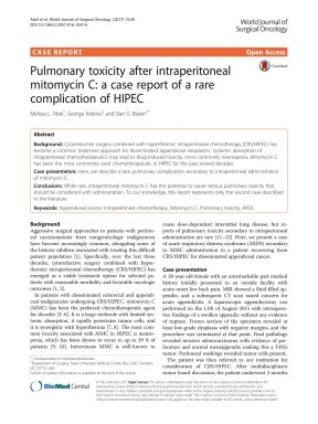 pulmonary toxicity after intraperitoneal mitomycin c a case report of a ...