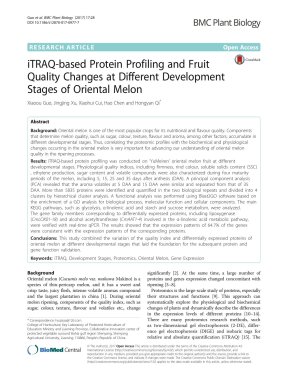 itraq based protein profiling and fruit quality changes at different development stages of oriental