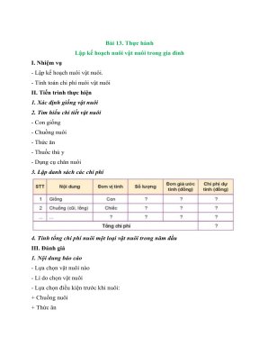 ly thuyet bai 13 thuc hanh lap ke hoach nuoi vat nuoi trong gia dinh c