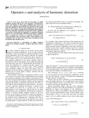 operator o and analysis of harmonic distortion