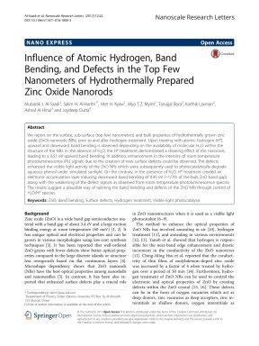 influence of atomic hydrogen band bending and defects in the top few ...