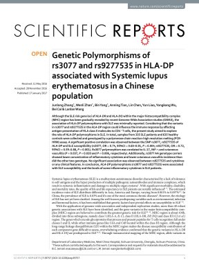 genetic polymorphisms of rs3077 and rs9277535 in hla dp associated with ...