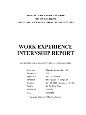 WORK EXPERIENCE INTERNSHIP REPORT SALES INTERNSHIP AT MANULIFE VIETNAM ...