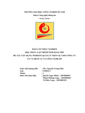 BÁO cáo THỰC NGHIỆM học PHẦN lập TRÌNH WEB BẰNG PHP đề tài xây DỰNG WEBSITE QUẢN lý NHÂN sự CHO ...