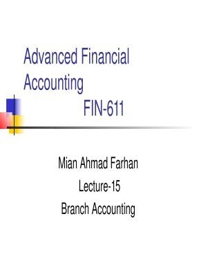 Advanced financial accounting - Lecture 15: Branch accounting