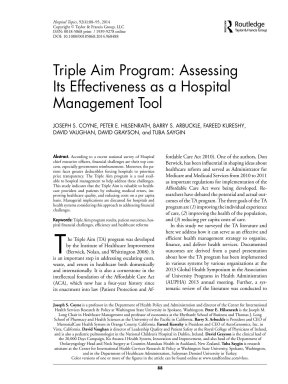 Triple Aim Program: Assessing Its Effectiveness as a Hospital ...