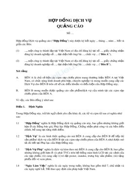 Mẫu hợp đồng dịch vụ quảng cáo