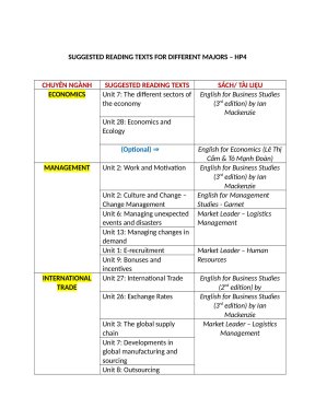 SUGGESTED READING TEXTS FOR DIFFERENT MAJORS