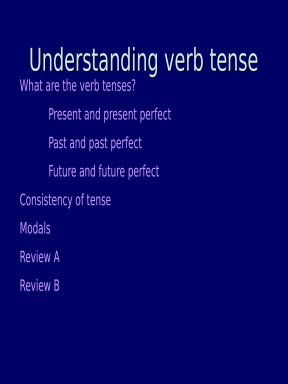 Understanding verb tense