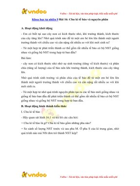 khoa hoc tu nhien 9 bai 16 chu ki te bao va nguyen phan