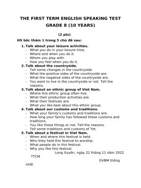 THE FIRST TERM ENGLISH SPEAKING TEST