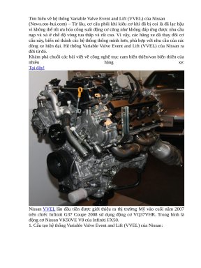 Tìm hiểu về hệ thống variable valve event and lift (VVEL) của nissan ...