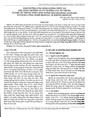 Ảnh hưởng của giảm lượng thức ăn lên tàng trưởng và tỷ lệ sống của ấu ...
