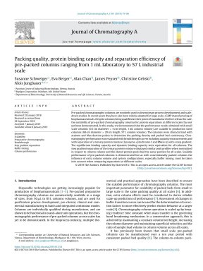 Packing quality, protein binding capacity and separation efficiency of ...