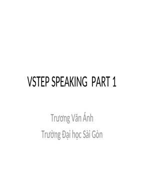 VSTEP SPEAKING PART 1