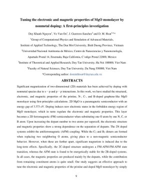 Tuning the electronic and magnetic properties of MgO monolayer by ...