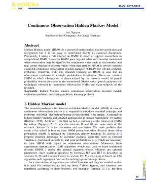 Continuous Observation Hidden Markov Model
