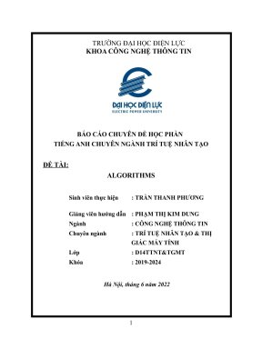 BÁO CÁO CHUYÊN ĐỀ HỌC PHẦN TIẾNG ANH CHUYÊN NGÀNH TRÍ TUỆ NHÂN TẠO ĐỀ ...