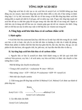 QUÁ TRÌNH TỔNG HỢP ACID BÉO | HOÁ SINH CTUMP