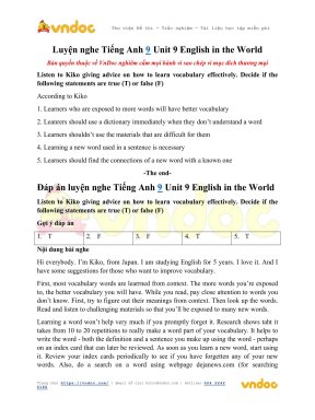 Luyện nghe tiếng anh 9 unit 9 english in the world vndoc com