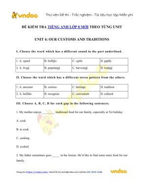 Bài tập unit 4 lớp 8 our customs and traditions có đáp án vndoc com