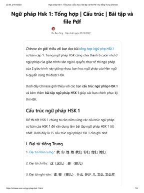Ngữ pháp hsk 1 tổng hợp cấu trúc bài tập và file pdf ⇒by tiếng trung chinese