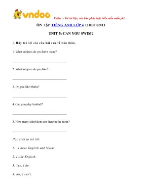 Bai tap tieng anh lop 4 unit 5