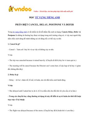 Phan biet defer delay postpone va cancel