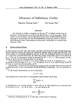 Measure of infinitary codes