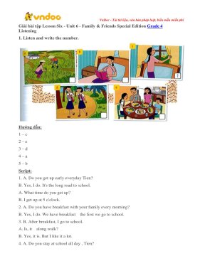 Giai bai tap family and friends lop 4 unit 6 lesson six