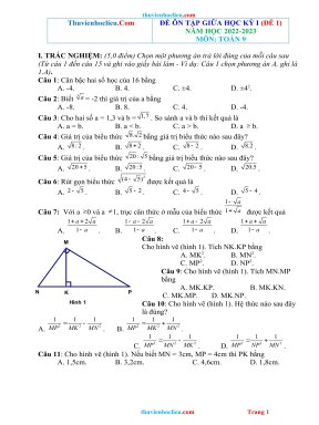Thuvienhoclieu com bo de on tap giua hk1 mon toan 9 nam 2022 2023