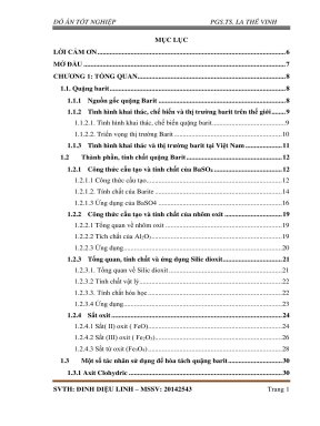 Đồ án tốt nghiệp nghiên cứu loại bỏ sắt trong quặng barite