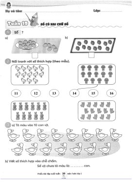 Pbt cuối tuần toán tiếng việt lớp 1 học kì 2 kết nối tri thức tuần (1)