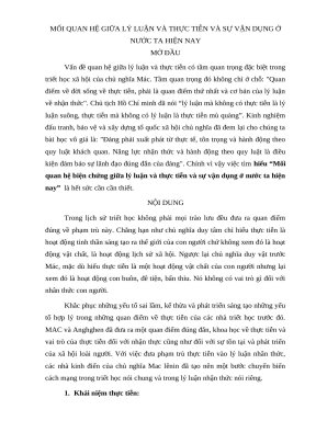 Tiểu luận triet hoc mối quan hệ giữa lý luận và thực tiễn và sự vận ...
