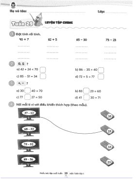 Pbt cuối tuần toán tiếng việt lớp 1 học kì 2 kết nối tri thức tuần (11)