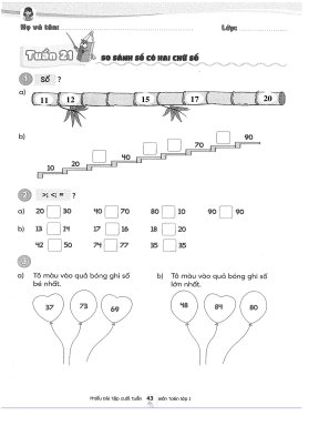 Pbt cuối tuần toán tiếng việt lớp 1 học kì 2 kết nối tri thức tuần (3)