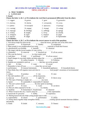 Thuvienhoclieu com de cuong on tap tieng anh 10 giua hk1 nam 2022 2023