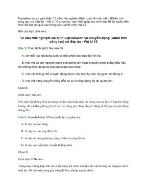 12 cau trac nghiem ba dinh luat newton ve chuyen dong chan troi sang tao co dap an vat li 10 v17fl
