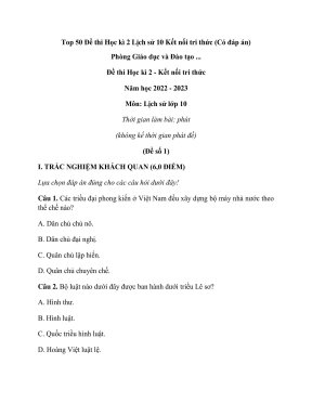 Top 50 de thi hoc ki 2 lich su 10 ket noi tri thuc co dap an